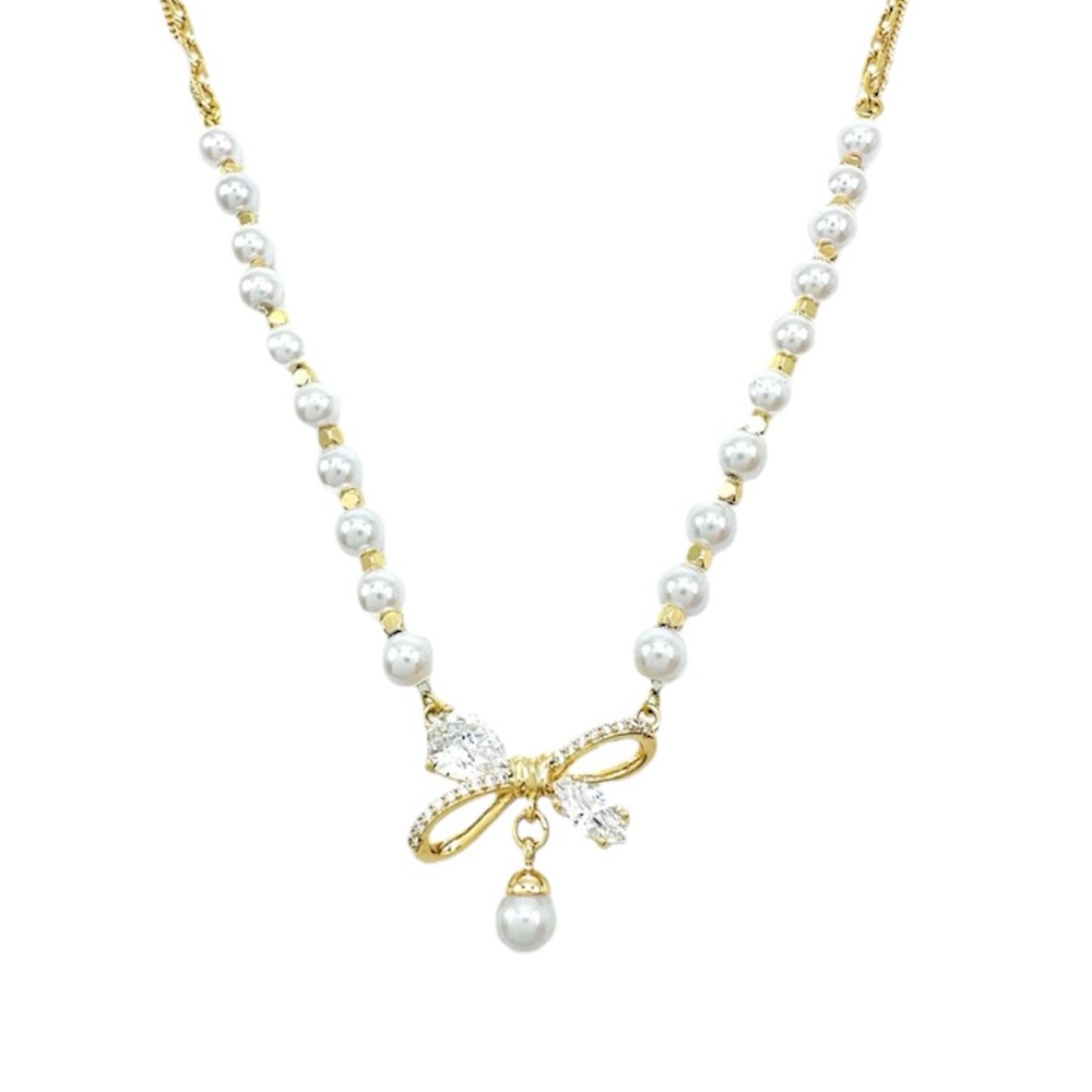 Pearl Double Chain Necklace 14k Laminated Gold - Gem